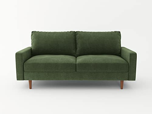 SILKIR 3-Person Couch for Living Room | Perfect for: Apartment/Studio/Office & Small Space | Velvet Fabric | Fast and Easy Assembly | (Olive Green) Modern Contemporary Mid-Century, 70 Inch Sofa