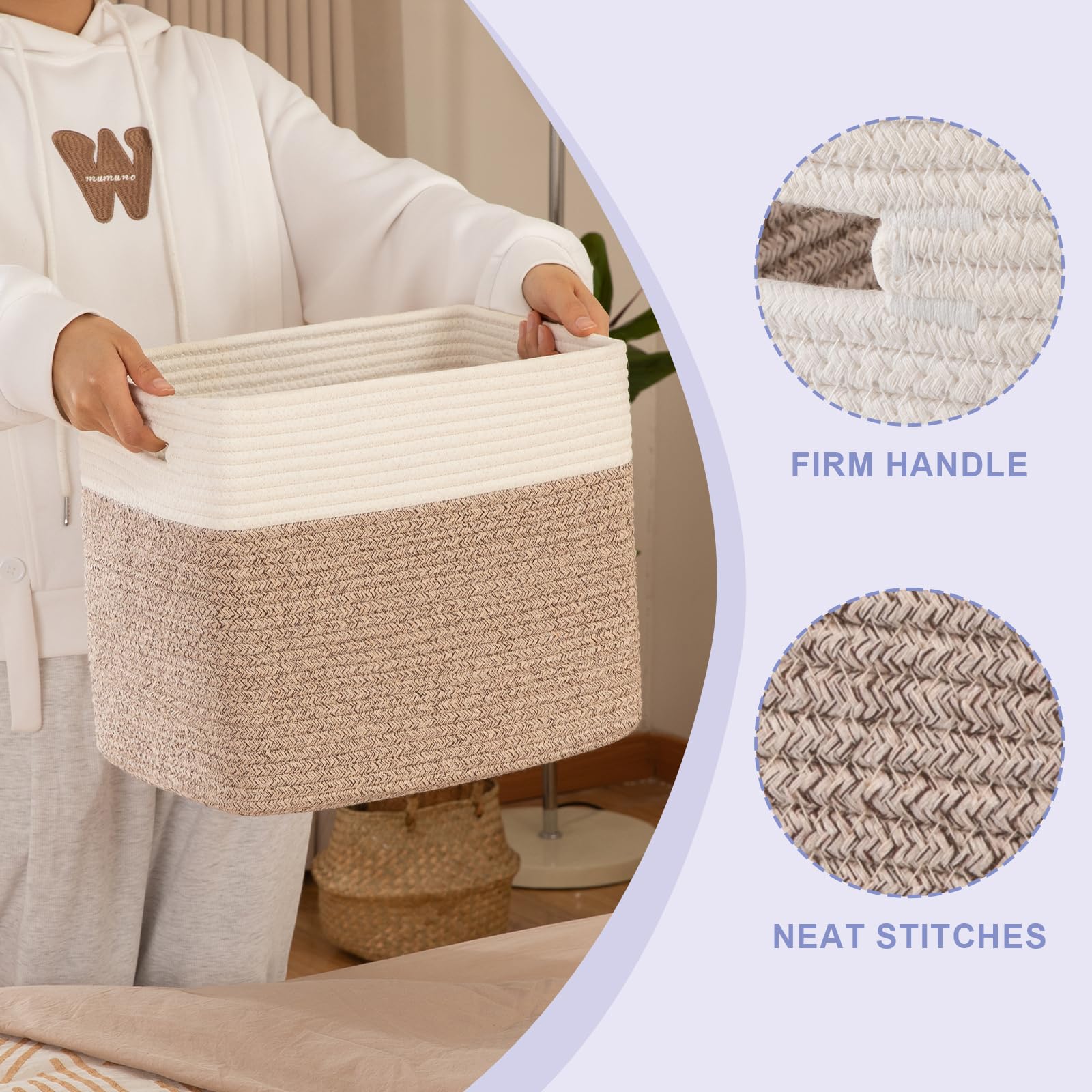 OIAHOMY Storage baskets for Shelf, Toy Storage Basket, Collapsible Storage Bins, Blanket Basket Living Room, Closet Storage for Bedroom, 15 x 9.8 x 11.8 Inches-Pack of 2-Brown