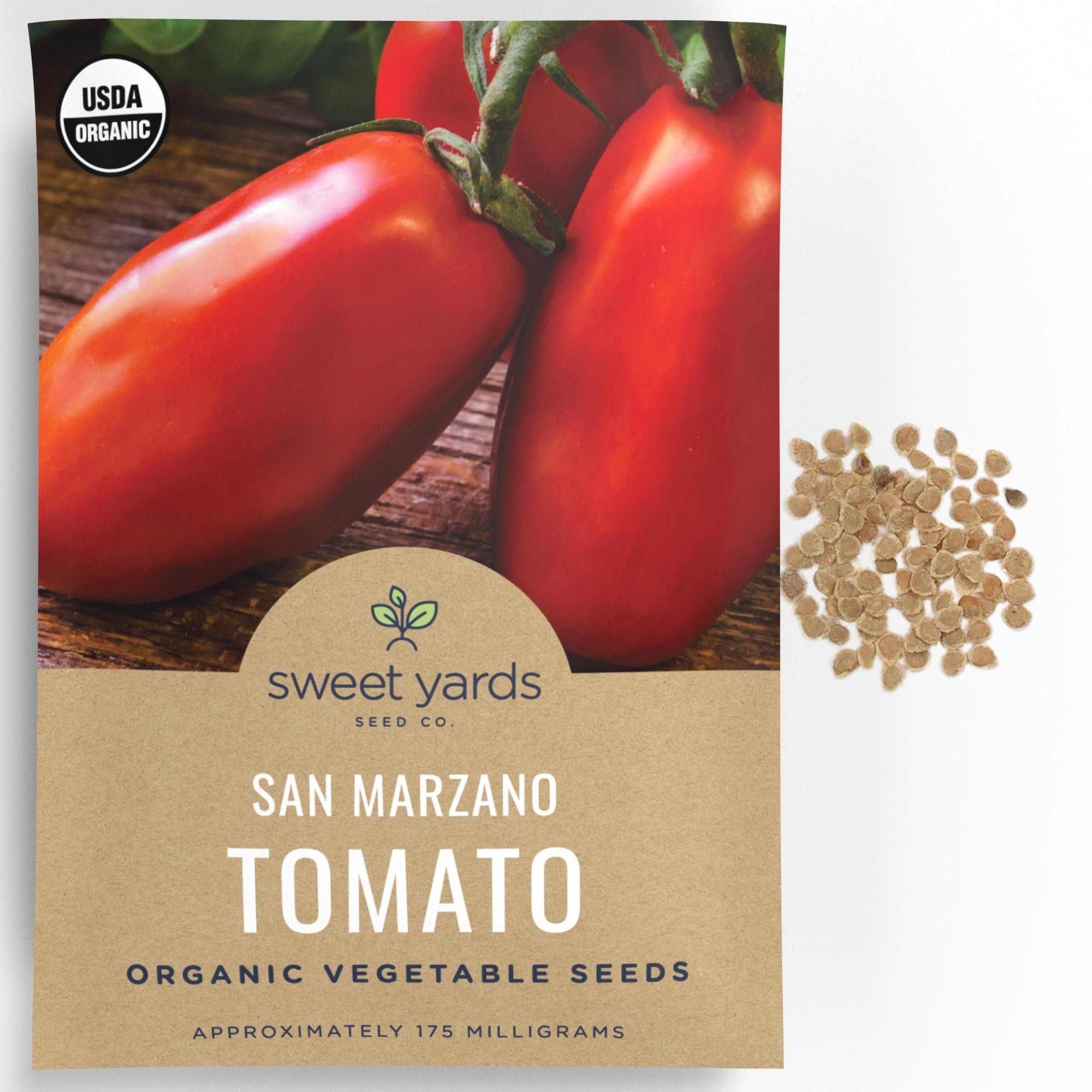 Organic San Marzano Tomato Seeds β Seed Packet of Over 70 Open Pollinated Heirloom Non-GMO Seeds β Sweet Yards Seed Co.