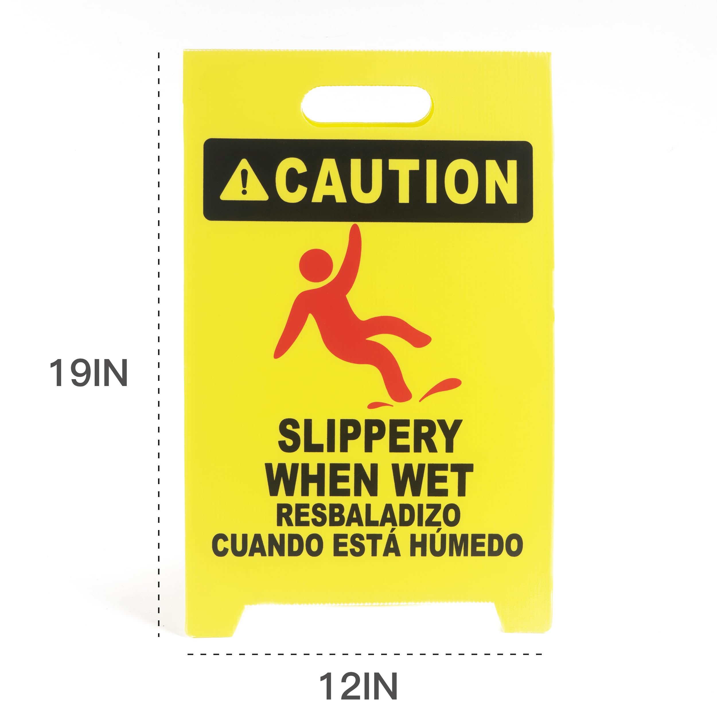 MATTHEW CLEANING 19'' Industrial Wet Floor Sign 3 Pack 2-Sided Durable Corrugated Plastic Birght Yellow Multilingual Warning Signs Commercial Caution Wet Fold-out Floor Signs For Indoors