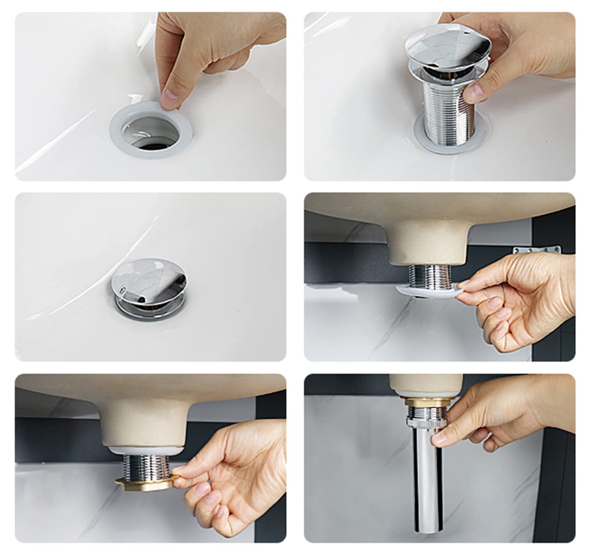 YCCUZA Bathroom Faucet Vessel Pop Up Sink Drain Without Overflow Chrome Drain Stopper No Overflow Pop Up Sink Drain for Bathroom Faucet Vessel Vanity Sink