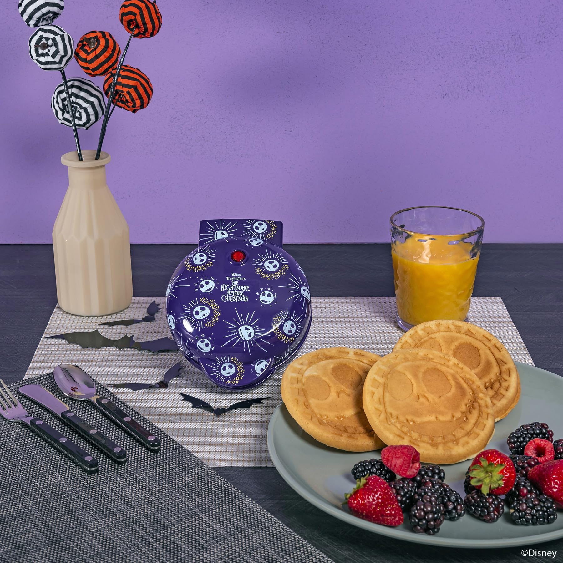 Uncanny Brands Nightmare Before Christmas Jack Skellington Mini Waffle Maker - Small Kitchen Appliance