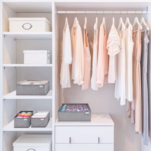 ULG 4 Pack Socks Underwear Drawer Organizer Divider,Washable Drawer Organizer Foldable Oxford Fabric Closet Organizers and Storage Boxes for Socks, Underwear, Belts (Light Grey), Large (UL421041502)
