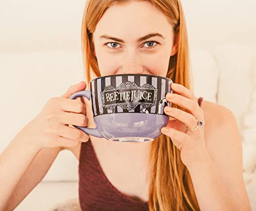 Silver Buffalo Beetlejuice Sandworm Never Trust The Living Ceramic Soup Mug | 24-Ounce Bowl for Ice Cream, Cereal, Oatmeal | Large Coffee Cup for Espresso, Caffeine | Tim Burton and Collectibles