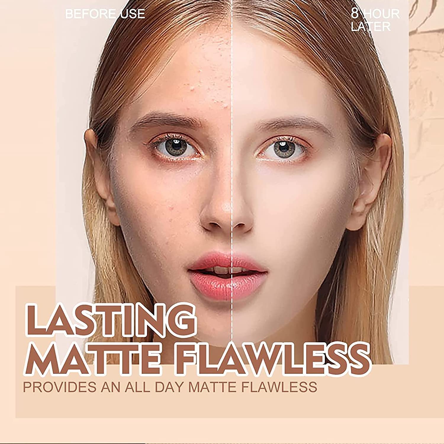 Oil Control Face Pressed Powder, Matte Smooth Setting Powder Makeup, Waterproof Long Lasting Finishing Powder, Silk Soft Mist Lightweight Face Cosmetics, Natural Beige