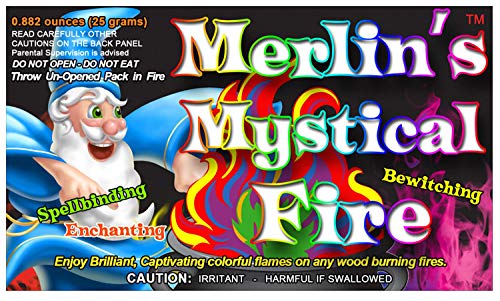 Mystical Fire Merlinβs Fire Flame Colorant Vibrant Long-Lasting Pulsating Flame Color Changer for Indoor or Outdoor Use 0.882 oz Packets 6 Pack