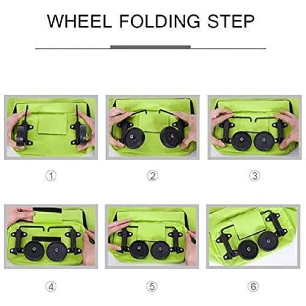 Foldable Shopping Cart, Portable Rolling Tote Shopping Bag with Wheels, Hand Pulling Utility Collapsible Grocery Bag for Picnic Trips to Buy Vegetables