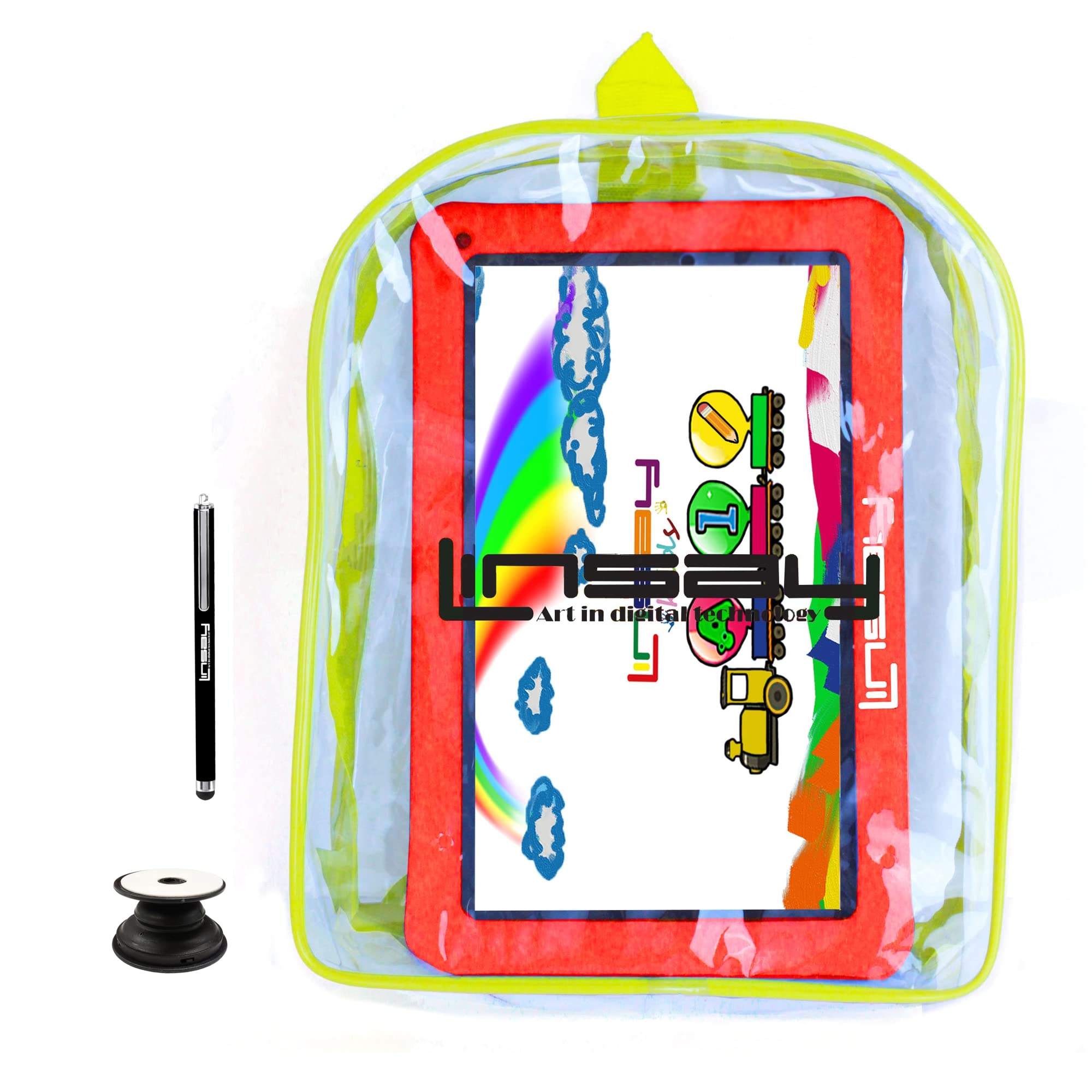 LINSAY 10.1" 1280x800 IPS 2GB RAM 32GB Android 11 Tablet with Kids Red Defender Case, Backpack, Pop Holder and Pen Stylus