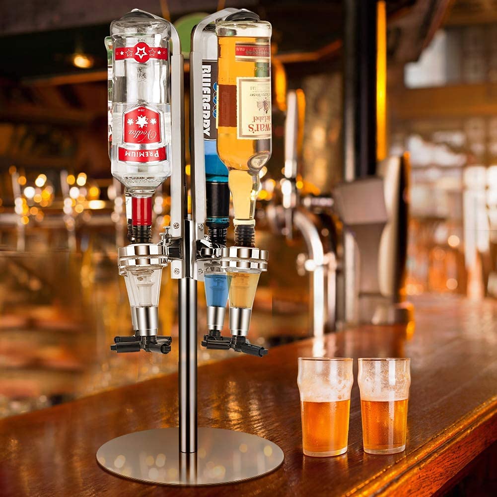 Liquor Dispenser, 6 Bottle Revolving Alcohol Rotating Dispenser Wine Beer Alcohol Bottle Beverage Stand Revolving Nozzle Drinkware Set for Wine Racks Cocktail Dispenser Wine Holder Bar Party Drinking