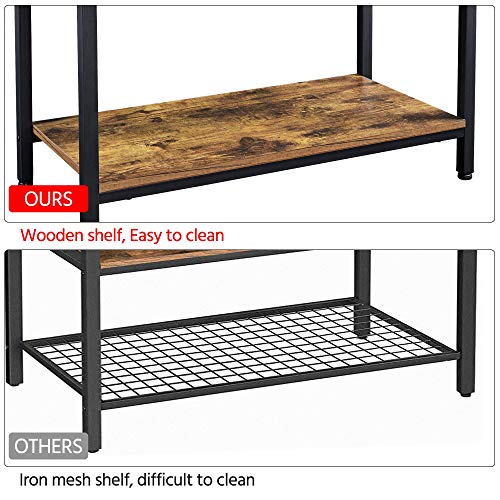Yaheetech Kitchen Bakers Rack, Coffee Bar Station Microwave Stand with 10 Hooks and Adjustable Feet, Freestanding Utility Storage Shelf for Kitchen, Dinning Room, Living Room, Rustic Brown