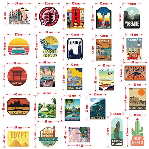 Travel Stickers - 50 Pack Around The World Stickers Map Decals Famous Tourism Country Waterproof Tourist Wonders Sticker Outdoor Decorations for Water Botter Laptop Gift to Kids Teens (Travel)