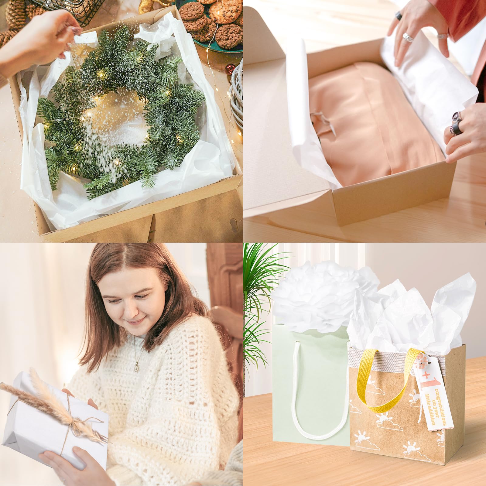 Simetufy 1000 Sheets White Tissue Paper Bulk, 20" x 30" Packing Paper Sheets for Moving, Gift Wrapping Tissue Paper for Packaging Mother's Day Weddings Birthday Holidays Crafts Decor