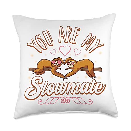 Sloth Valentines Day Gifts You Are My Slowmate Sloth Valentines Day Throw Pillow, 18x18, Multicolor