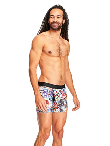 Robert Graham Grafitti Boxer Brief with Pouch-Men's Underwear, Teal