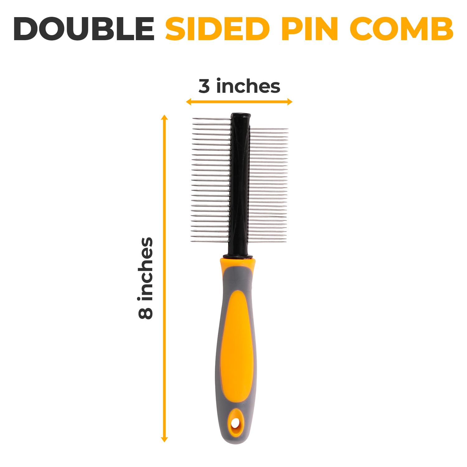 Precious Tails Double-Sided Pet Pin Comb - Dual-Action Flea Removal & Tangle-Free Grooming Tool for Dogs and Cats, Gentle on Skin, Ideal for All Fur Types