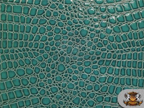 Vinyl Crocodile Dark Turquoise Fake Leather Upholstery Fabric / 55" Inches Wide/Sold by The Yard