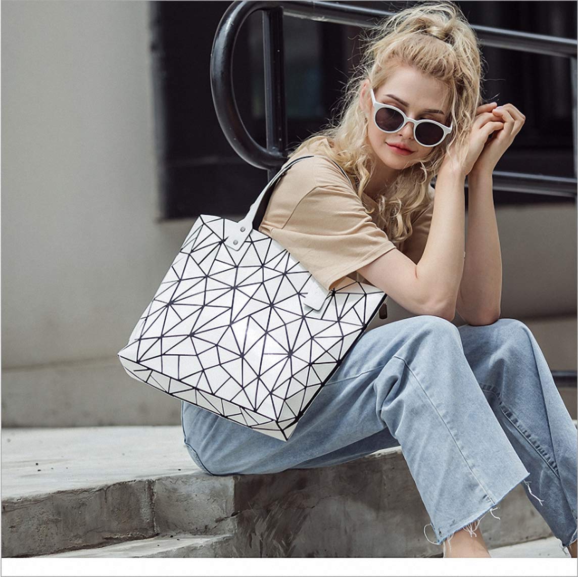 Geometric Lattice Top-handle Handbag for Women Matte Tote Purse Handbags Geometry Shoulder Bag