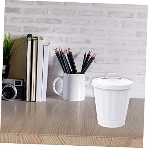 ORFOFE 2pcs Plant Storage Galvanized Door Container Mini Paper Farmhouse Vase Trash Bin with Cute Brush Milk Cans Household Recycling Tabletop Room Iron Tin Can Metal Kitchen Simple