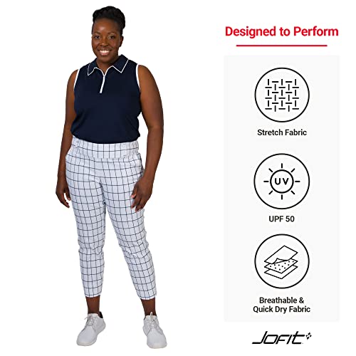 Jofit Apparel Women's Athletic Clothing Slimmer Crop Pant for Golf & Tennis, Size Large, Window Pane