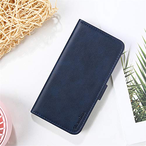 Shantime for Oppo A17 Case, Leather Wallet Case with Cash & Card Slots Soft TPU Back Cover Magnet Flip Case for Oppo A17K (6.56β) Blue