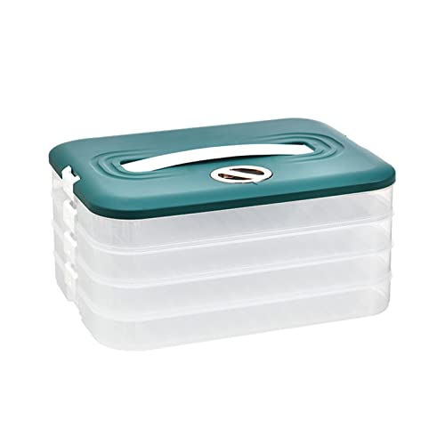 SM SunniMix Large Dumpling Storage Container 4 Layer Food Grade Food Containers Leakproof Stackable for Fish Eggs, Green
