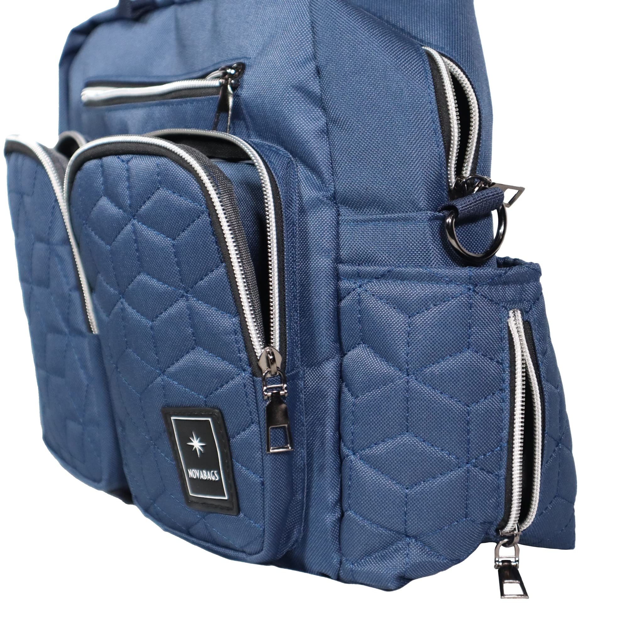 Novaa Bags Multifunction Travel Diaper Tote Bag with insulated Bottle Compartment with Shoulder Strap. (Navy Blue)