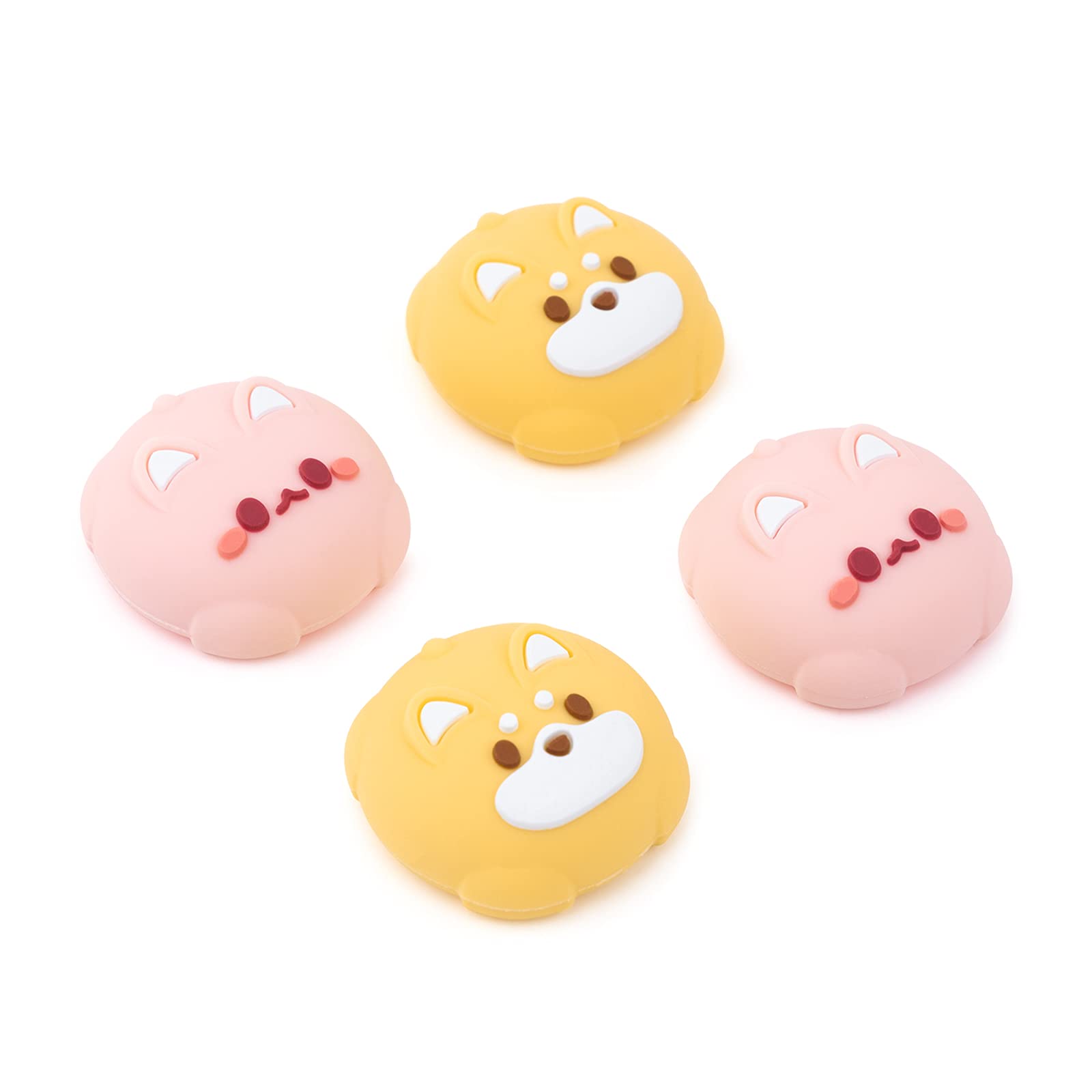 GeekShare Cute Animal Theme Playstation 5 Controller Thumb Grips, Thumbsticks Cover Set Compatible with Switch Pro Controller and PS4 PS5 Controller, 4 Pcs - Cat and Dog