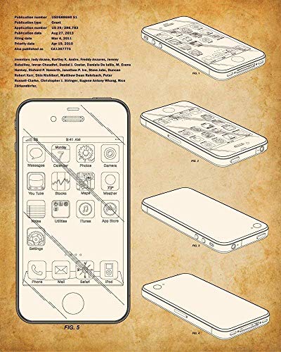 Original Steve Jobs Computer Patent Art Prints - Set of Four Photos (8x10) Unframed - Makes a Great Home or Office Decor and Gift Under $20 for Computer Geeks/Gurus and Tech Support