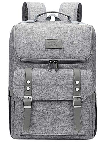 YALUNDISI Vintage Backpack Travel Laptop Backpack with usb Charging Port for Women & Men College Backpack Fits 15.6 Inch Laptop Grey