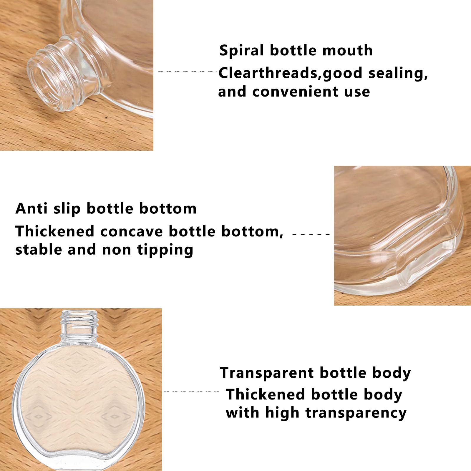 PYAWI 6Pcs, 2 oz Glass Dropper Bottles for Essential Oils ,60ml flat round perfume bottle with Eye Droppers, for Essential Oils, Perfumes, Serums - Leakproof for Travel (A- Clear/Rose Gold)