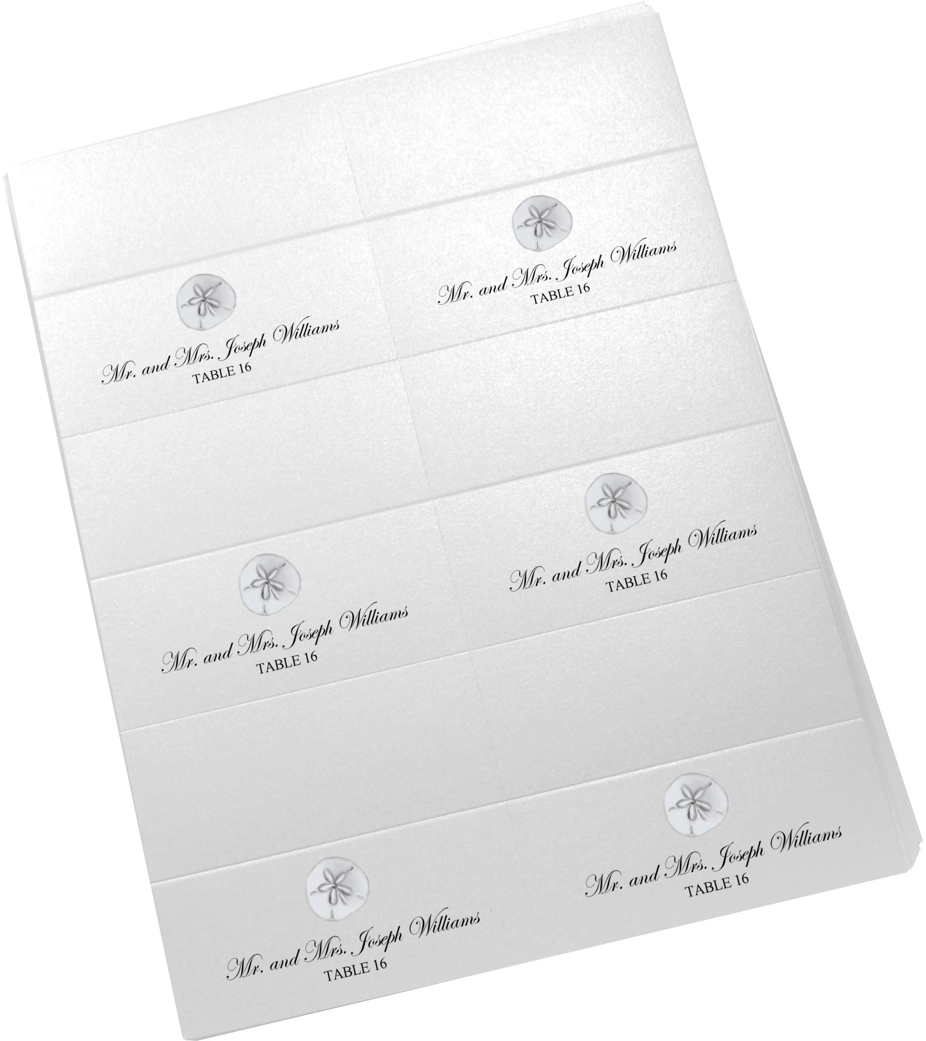 Sand Dollar Printable Place Cards, Set of 60 (10 Sheets), Laser & Inkjet Printers - Wedding, Party, Dinner, and Special Events - Made in the USA