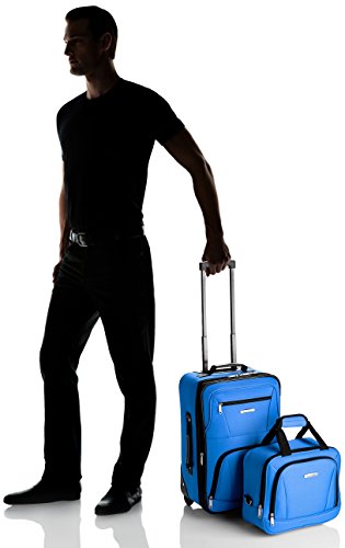 Rockland Fashion Softside Upright Luggage Set,Expandable, Blue, 2-Piece (14/19)