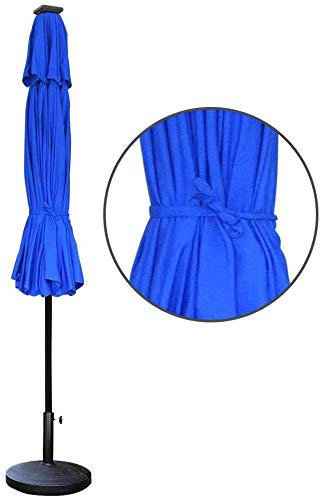 TechFaith Solar 32 LED Light Patio Umbrella with 8 Ribs/Tilt Adjustment and Crank Lift System Outdoor Umbrella (Blue)