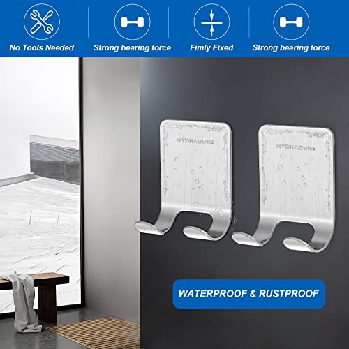 mydhadwre Razor Holder for Shower,Adhesive Shaver Hooks for Wall,Stainless Steel Towel Hooks for Bathroom, Waterproof Hangers for Robe Loofah Coat Keys Bag Plug