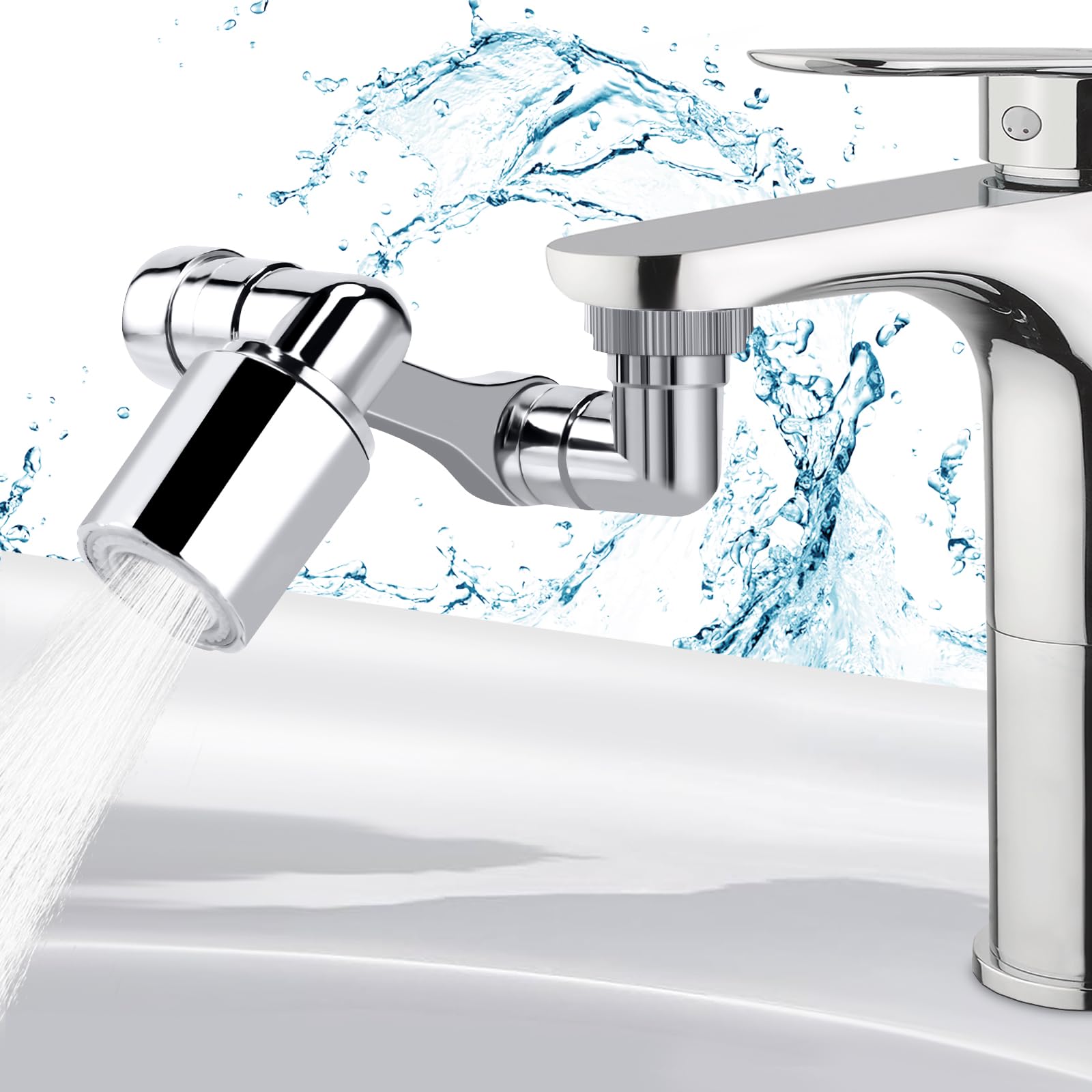 Universal 1080°Swivel Faucet Aerator Extension,Kitchen Bath 360°Rotating Extension Filter with 2 Mode Splash Multifunctional Universal Robotic Arm