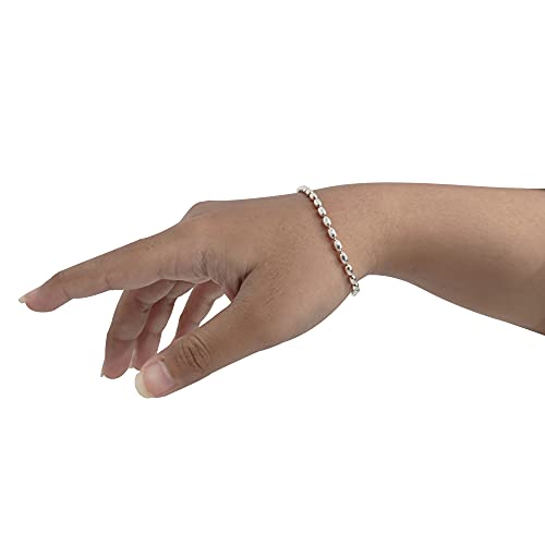 SC-jewelry Sterling Silver 7-inch Charleston Rice Bead Link Bracelet Sturdy Women's Bracelet Extra-Small 2.2x3mm (230ga) Italian Oval Beads in Gift Box with Lobster Claw Clasp