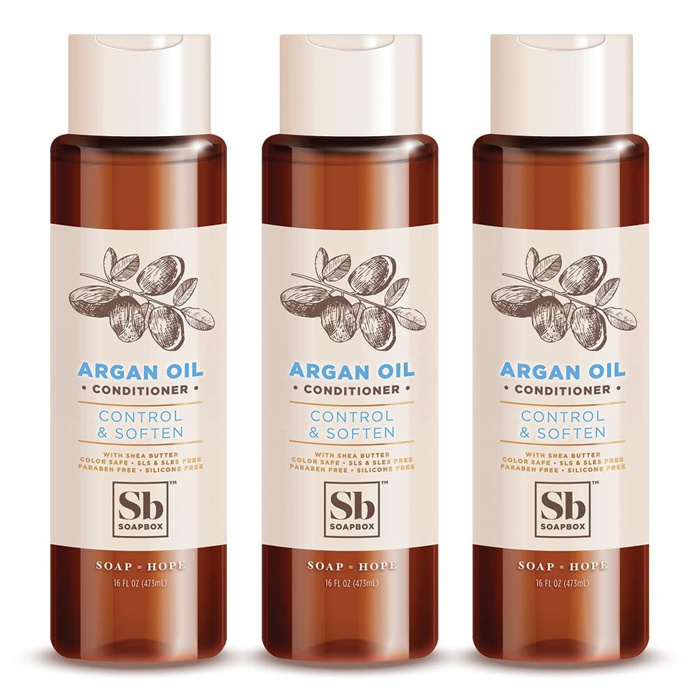 SoapBox Anti-Frizz Shampoo & Conditioner Set with Argan Oil and Shea Butter for Women & Men - Bulk Pack (3 Shampoos & 3 Conditioners)