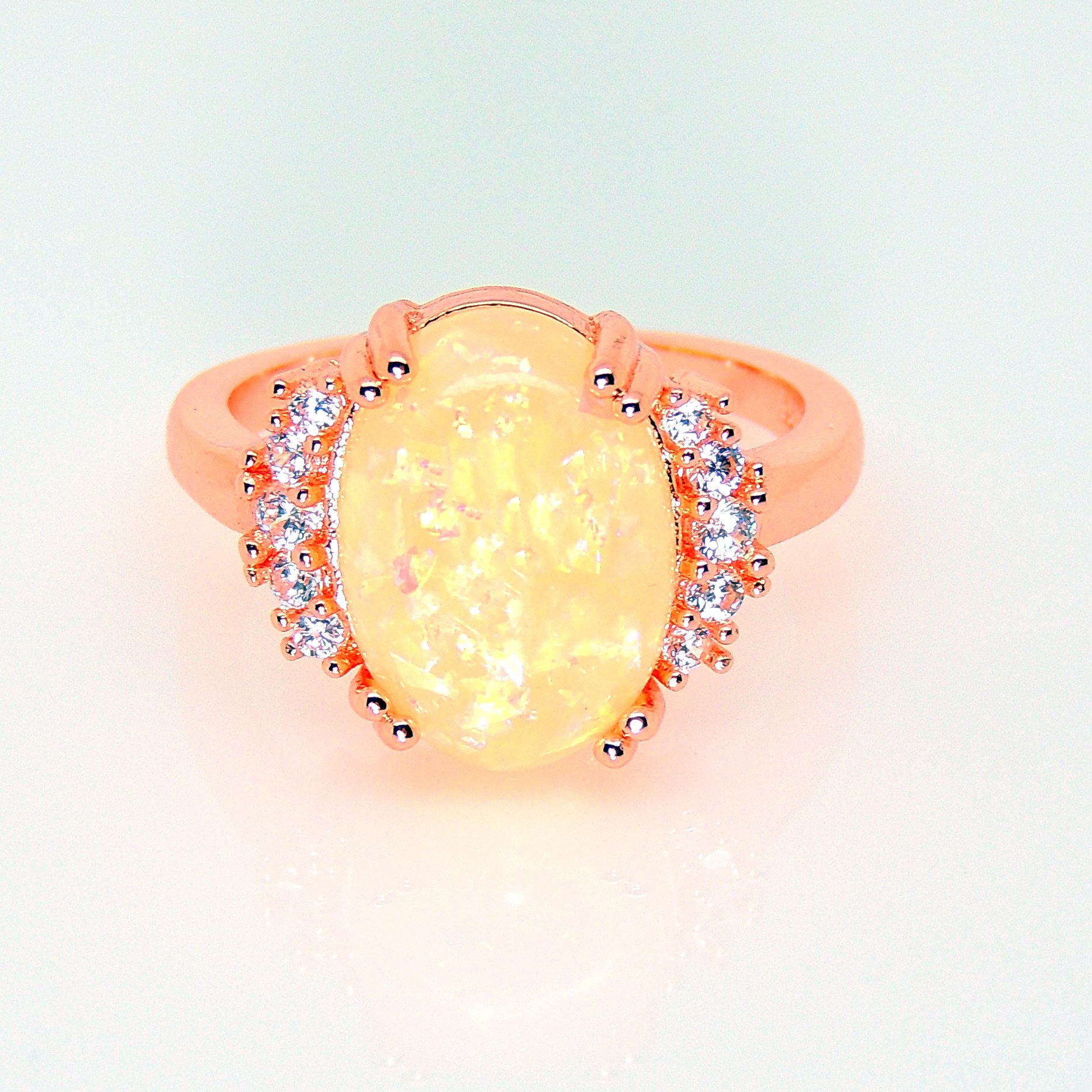 Ginger Lyne Collection Kennedy Simulated Oval Fire Opal Ring (11) Size 11