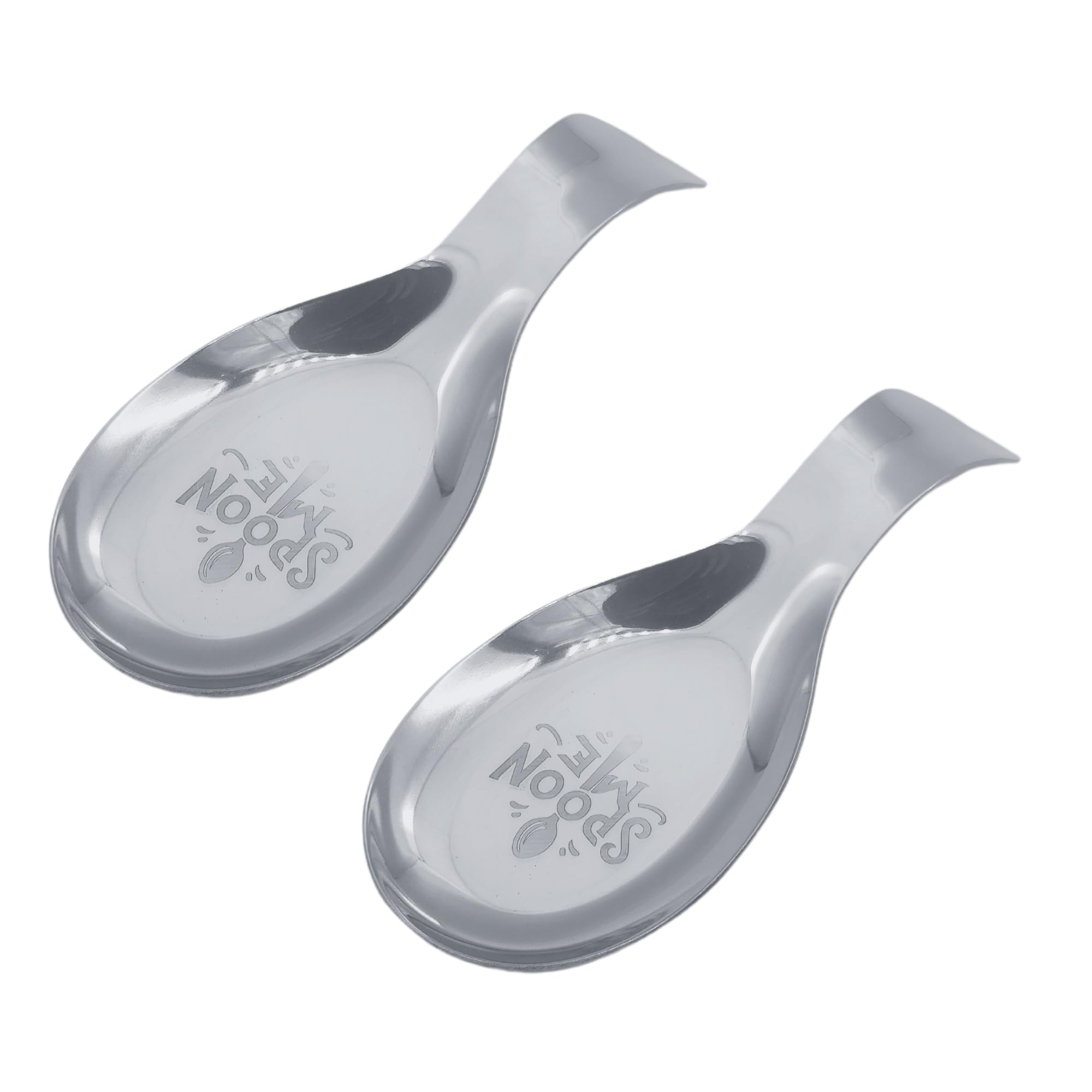 Spoon Rest Set of 2 Stainless Steel Spoon Cooking Ladle utensil Holder Spatula Rest for Kitchen Counter Stove Top Cute Decor Large Size & Dishwasher Safe