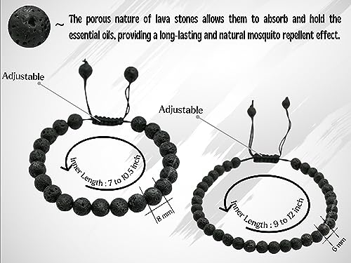 Mosquito Repellent Bracelets and Anklet Repeller with Essential Oil Refill Container - Lava Stone Camping Essentials Mosquito Bracelets for Adults Bug Repellent Bracelets - Pack of 2 Bug Bands