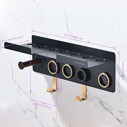 simpletome 2 in 1 Wall Mount Holder for Dyson Airwrap Styler Supersonic Hair Dryer Storage Dyson Attachments and Accessories with Cable Organizer