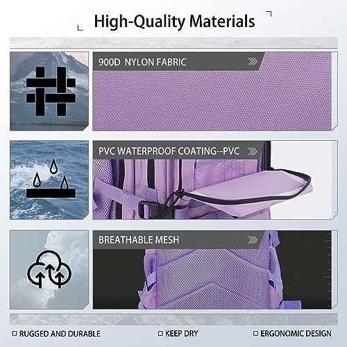 Saboos Gym Backpack for Women Tactical Military Outdoor Hiking Travel Camping Backpack Nylon Large Rucksack 25L Purple