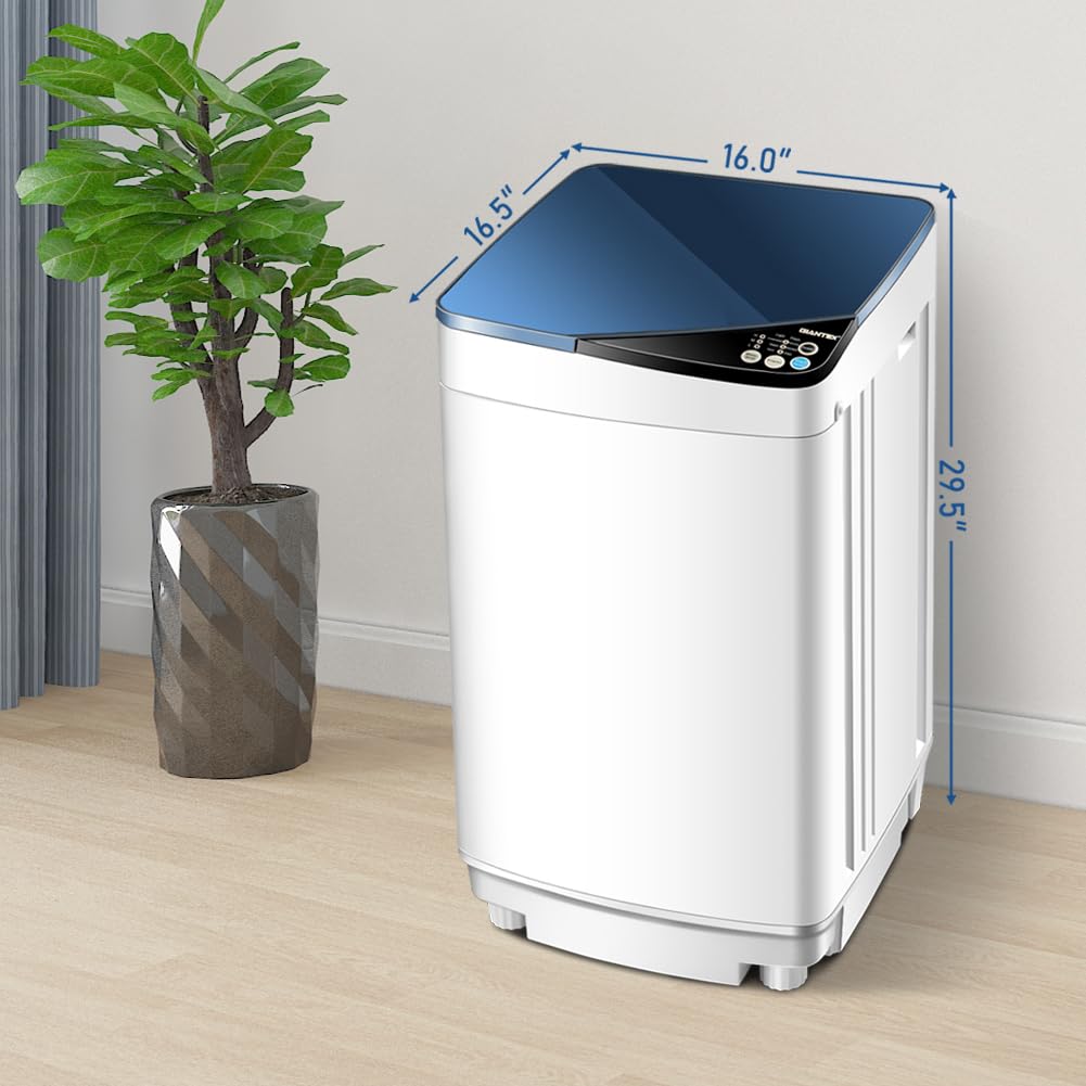 Waterjoy Portable Washing Machines, 7.7 lbs Load Capacity Portable Washer and Dryer Combo with Built-in Barrel Light & LED Display for Household and Apartment (Blue)