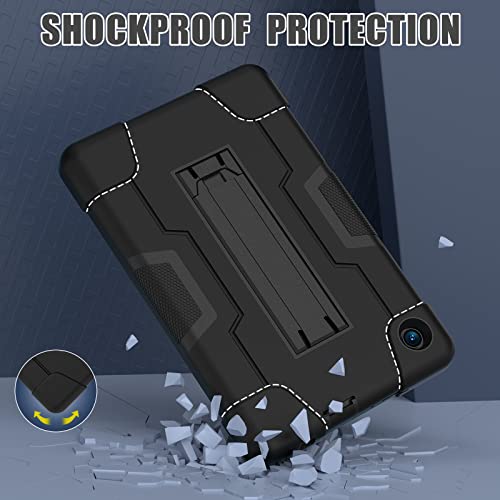 TCL Tab 8 LE Case for Kids 9137W,YLDZSH for TCL Tab 8 WiFi Tablet Case 9132X Soft Silicone Hard Back Hybrid Case for TCL Tab 8 Tablet (Black)