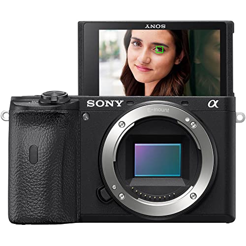 Sony a6600 Mirrorless Camera (ILCE6600/B) + 64GB Card + Card Reader + Case + Flex Tripod + Hand Strap + Memory Wallet + Cap Keeper + Cleaning Kit (Renewed)