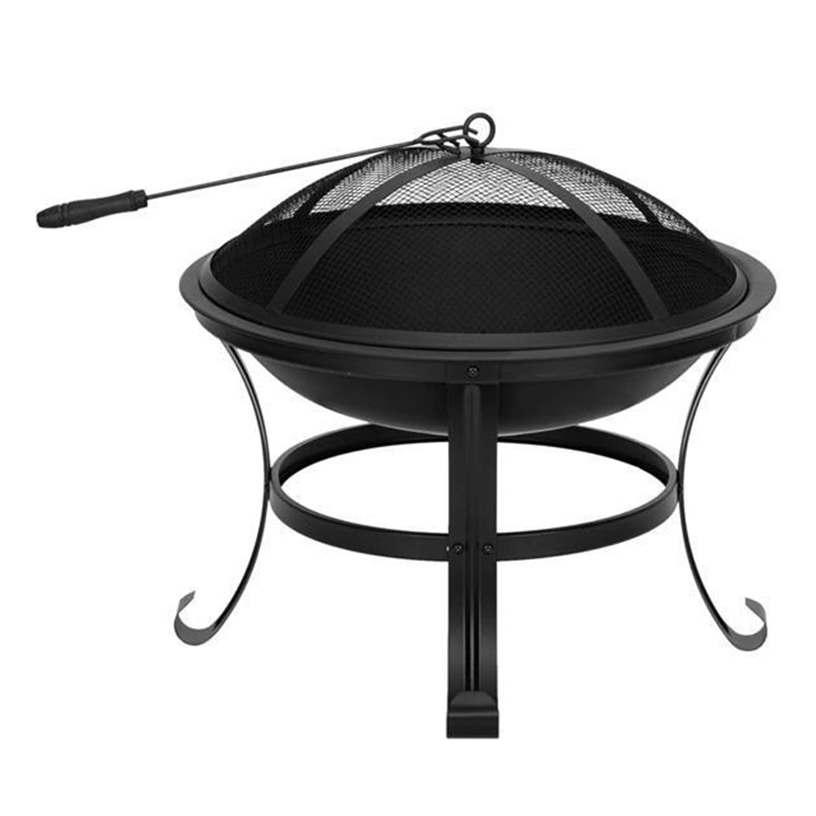 LIUXUEFE Fire Pit, 22-inch Outdoor wo-od-Burning Grill, Steel Fire Bowl with Spark Screen, Log Fire Grate, Camping Beach Poker