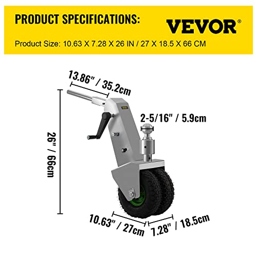 VEVOR Manual Trailer Dolly, 10000 LBS Towing Capacity Trailer Mover Valet with 2-5/16 in Ball & 10.63" Wheels, Adjustable Height Heavy-Duty Jack Tug for Car, RV, Boat, and Travel Trailers