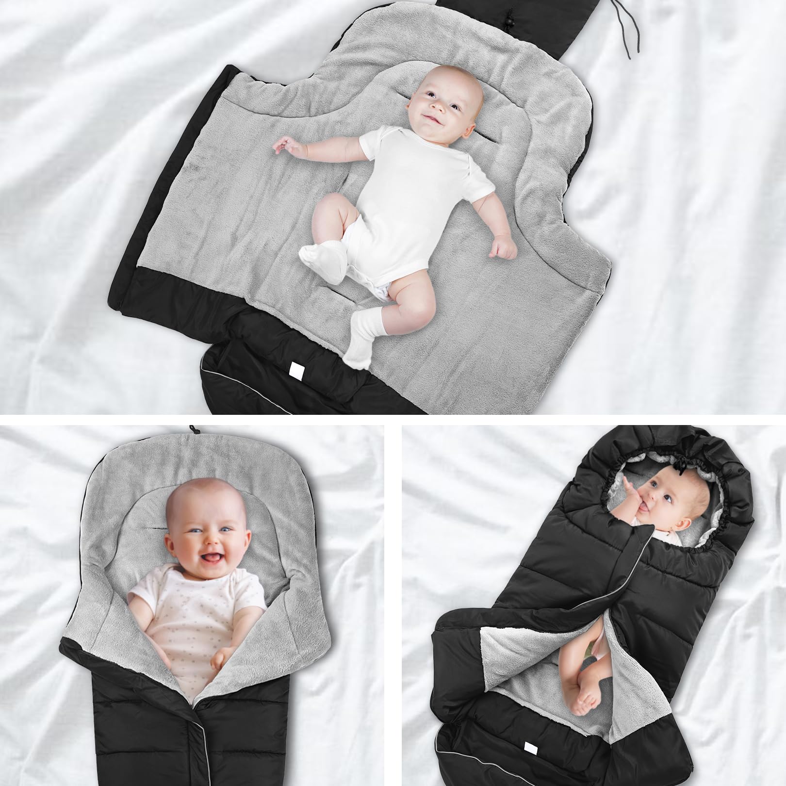 mopfay Universal Winter Warm Stroller Footmuff,Baby Stroller Bunting Bags with Adjustable Drawstring Hood,Waterproof/Windproof Soft Fleece Lined Stroller Sleeping Bag for Strollers,Pushchairs,Prams