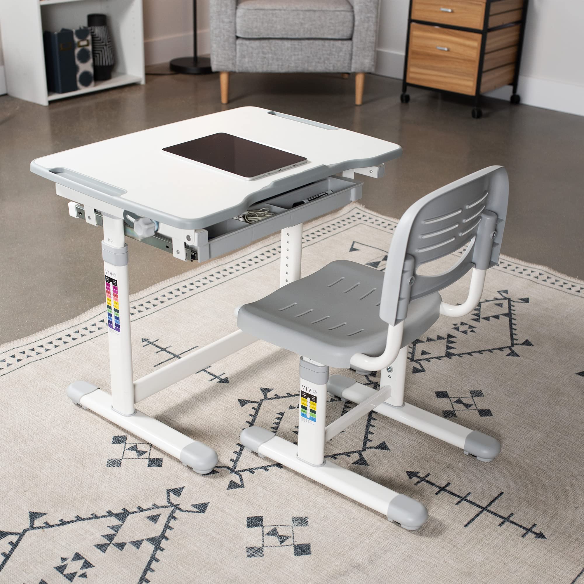 VIVO Height Adjustable Kids' Desk Chair, Chair Only, Multifunctional Interactive Workstation for School Study or Play, Children's Ergonomic Seat with Back, Gray, DESK-V201G-CH