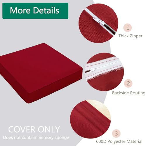 Sqodok Patio Cushion Covers, 2Pack Outdoor Cushion Covers for Patio Furniture, Waterproof Patio Cushion Slicovers Replacement